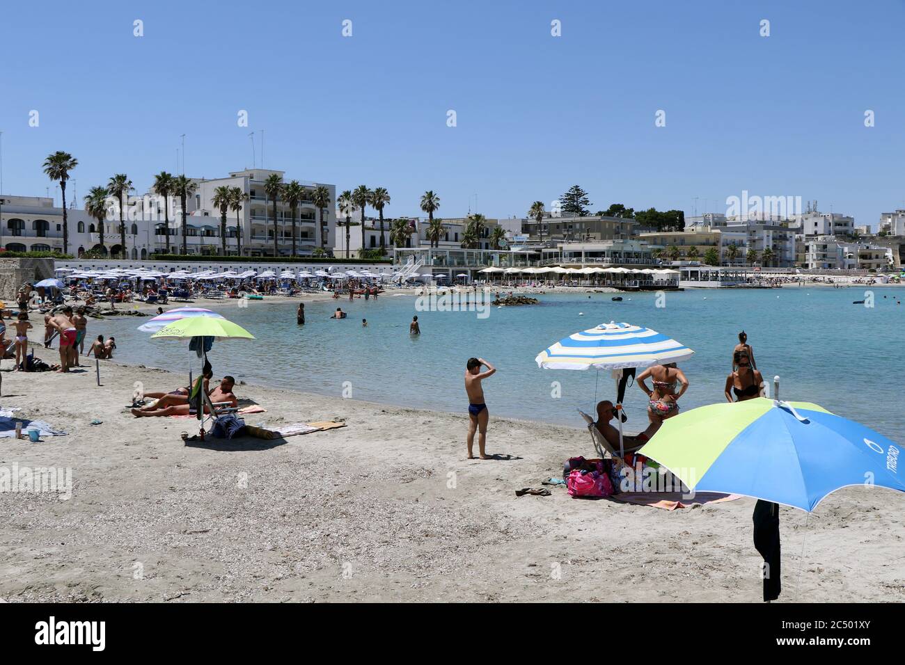 Beach in June on the waterfront of Otranto, Salento, Puglia, Italy ...