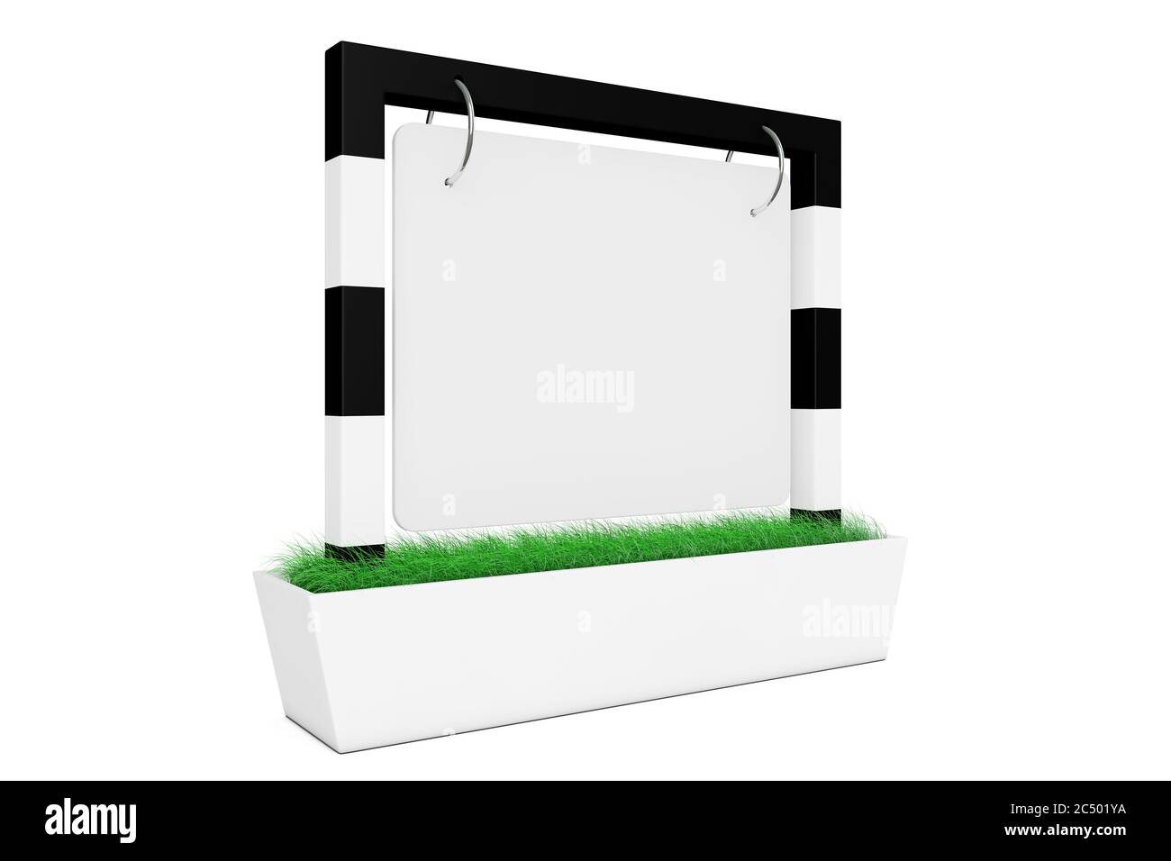 Blank Outdoor Banner Desk Display with Grass on a white background. 3d ...