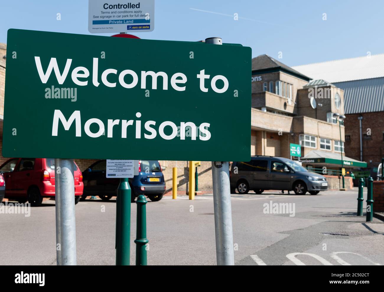 A welcome sign at the car park entrance to the Wood Green branch of ...