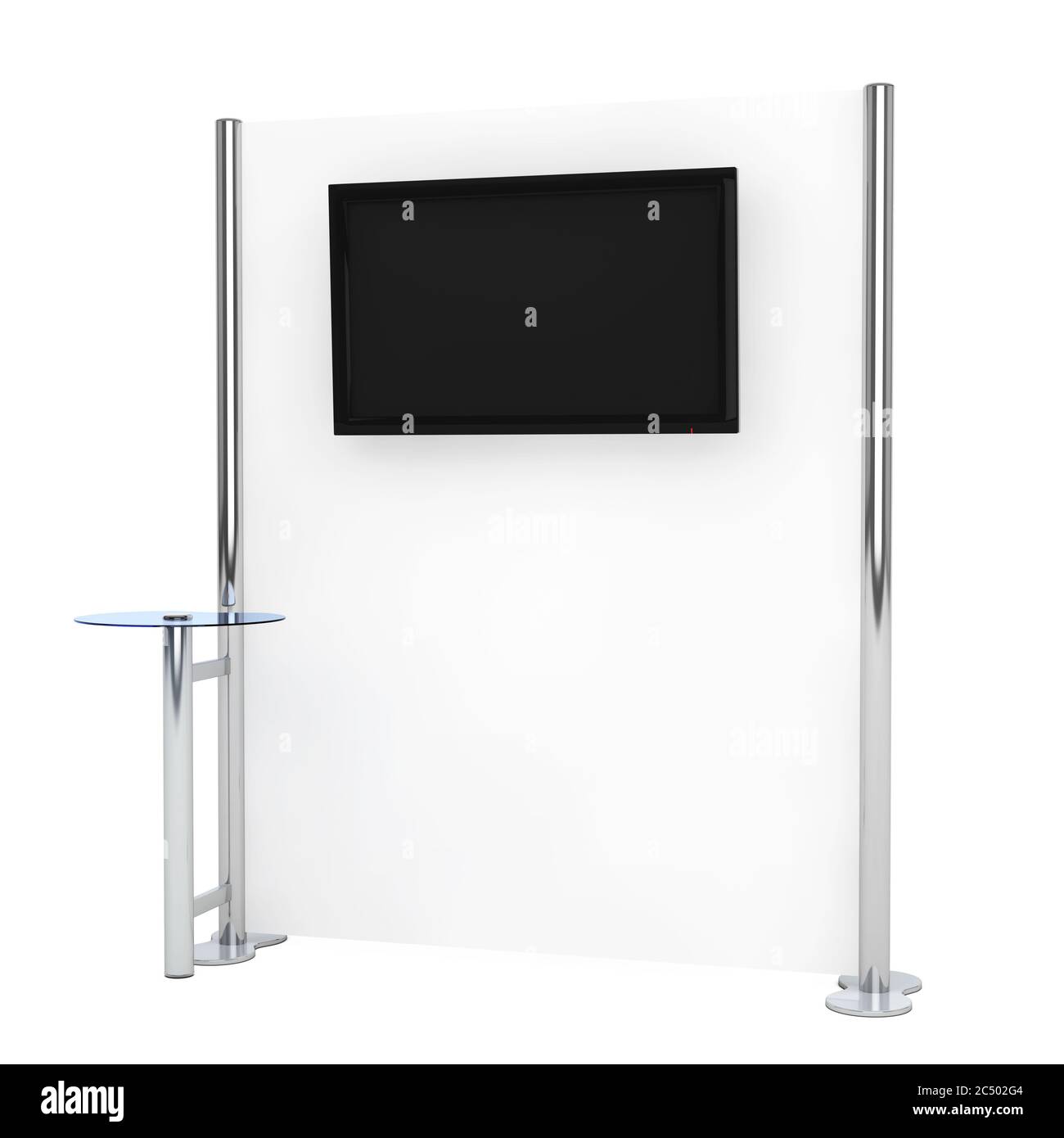 Trade Commercial Exhibition Stand with Information Monitor on a white ...