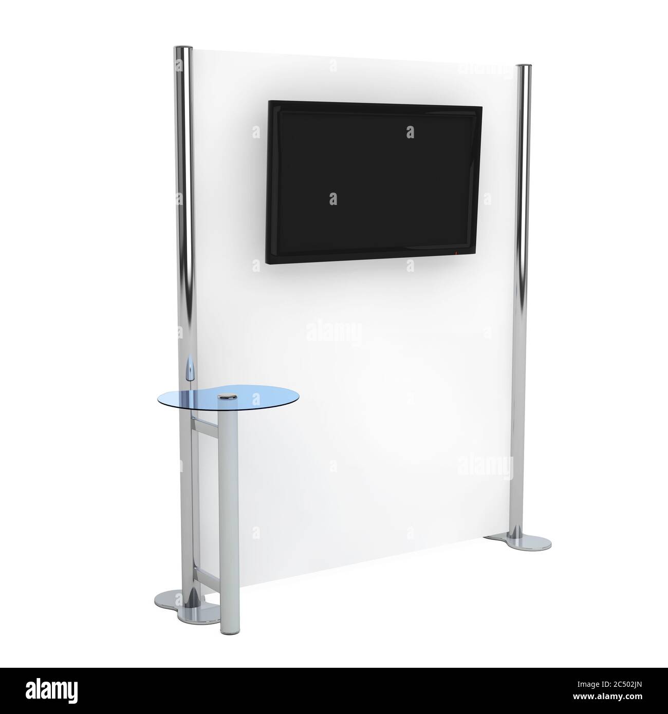Trade Commercial Exhibition Stand with Information Monitor on a white ...