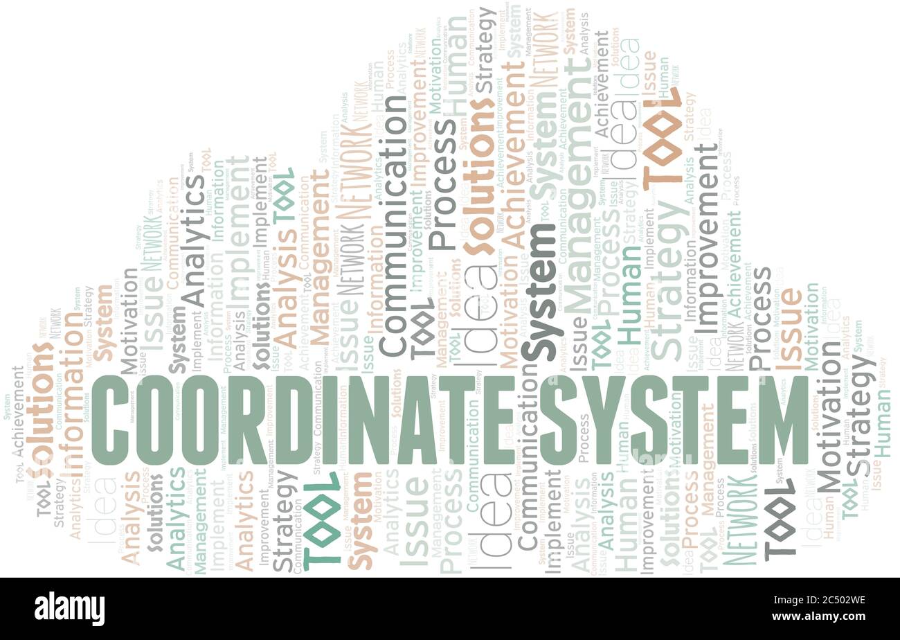 Coordinate System typography vector word cloud. Wordcloud collage made ...