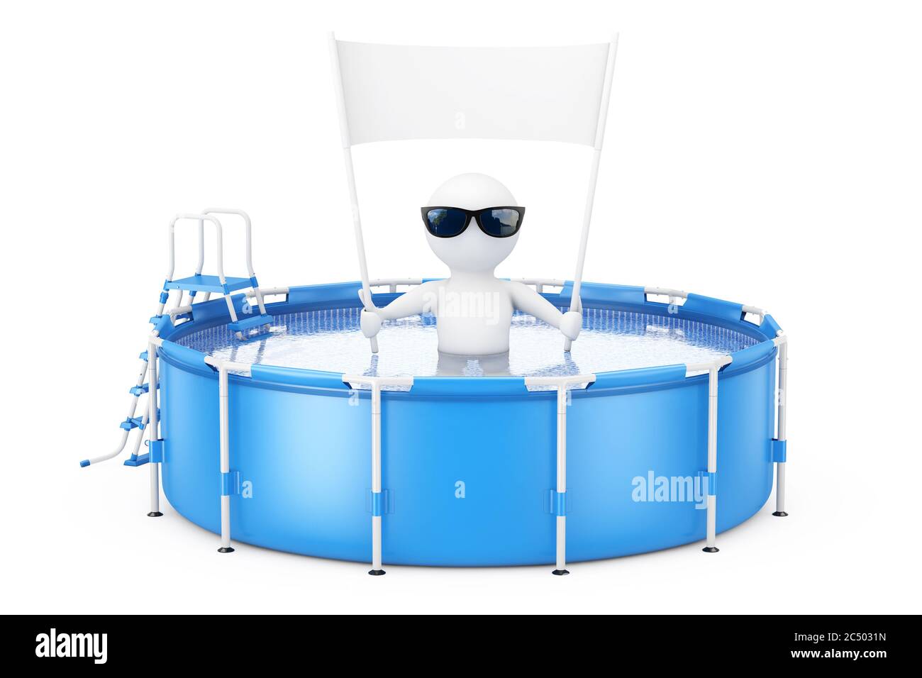 3d Person with Blank Placard Banner in Blue Portable Outdoor Round ...