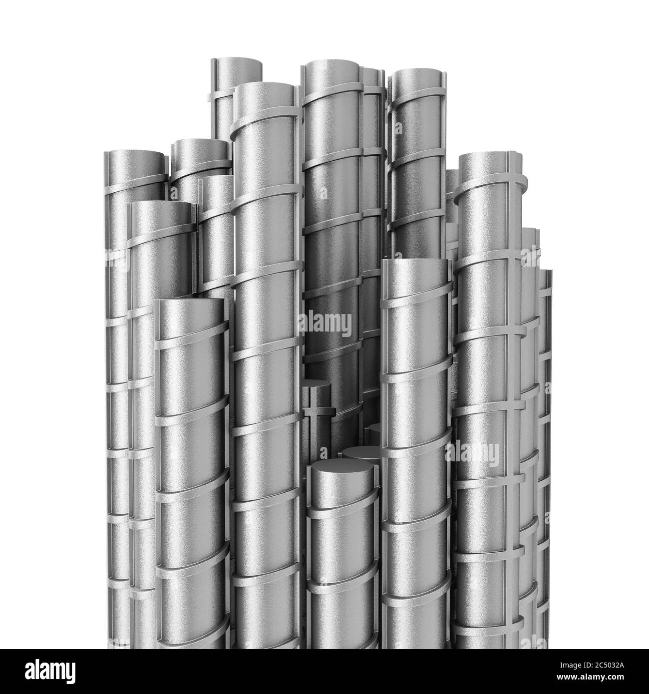Metal Reinforcement Steel Rebars on a white background. 3d Rendering ...