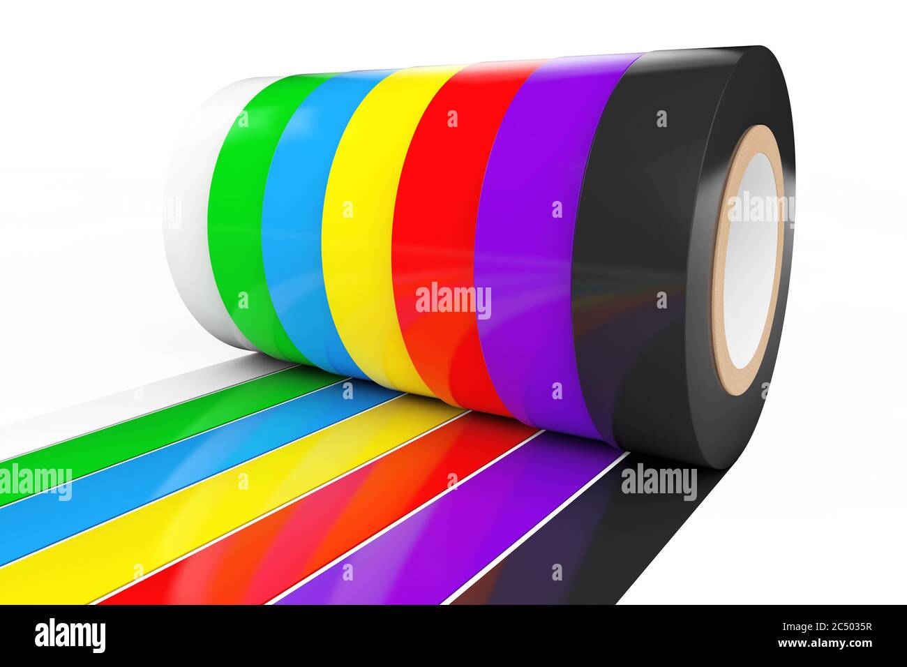 Different Colored Adhesive Insulating Tape on a white background. 3d ...