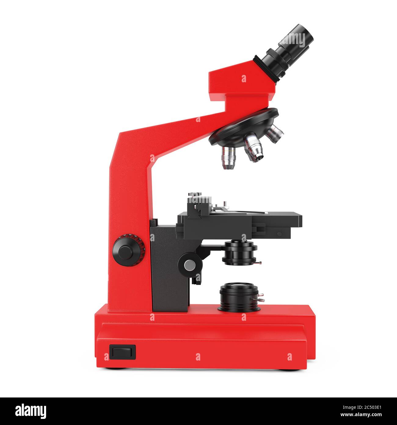 Red Modern Laboratory Microscope on a white background. 3d Rendering ...