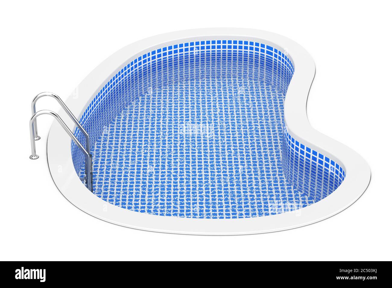 Blue Outdoor Swimming Water Pool with Ladder on a white background. 3d ...