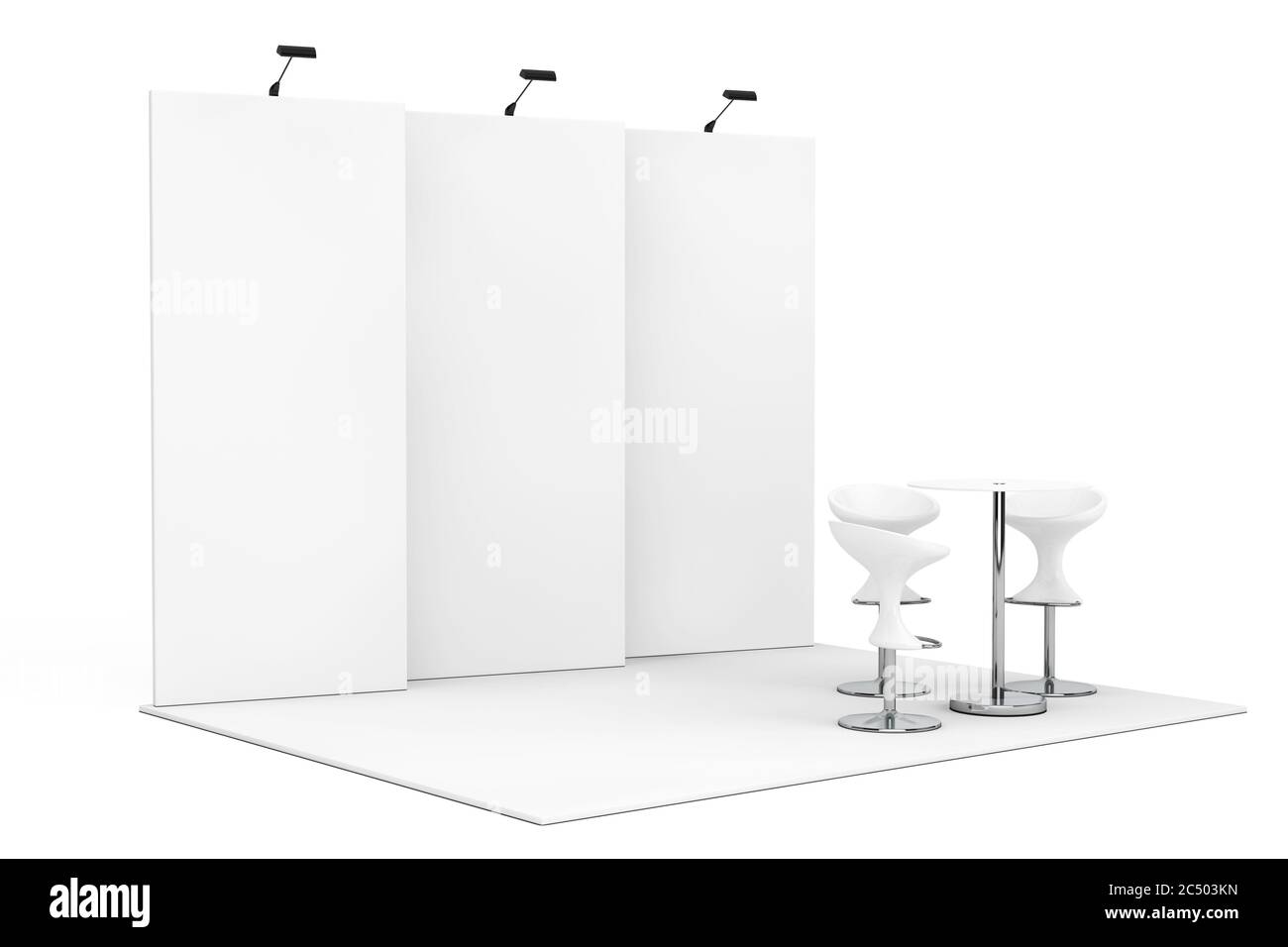 Trade Commercial Exhibition Stand on a white background. 3d Rendering ...