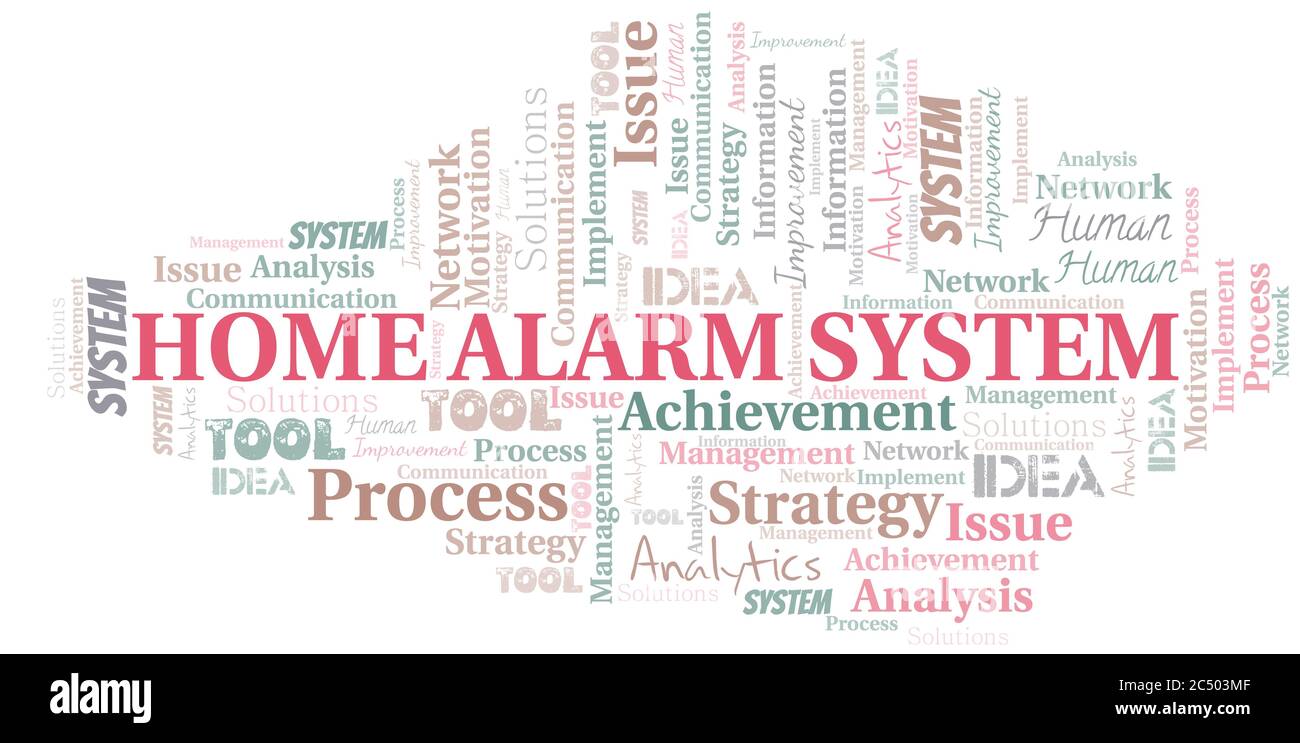 Home Alarm System typography vector word cloud. Wordcloud collage made ...