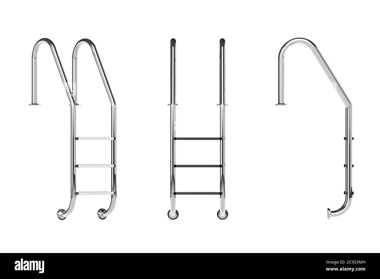 Chrome Swimming Pool Ladders on a white background. 3d Rendering Stock ...