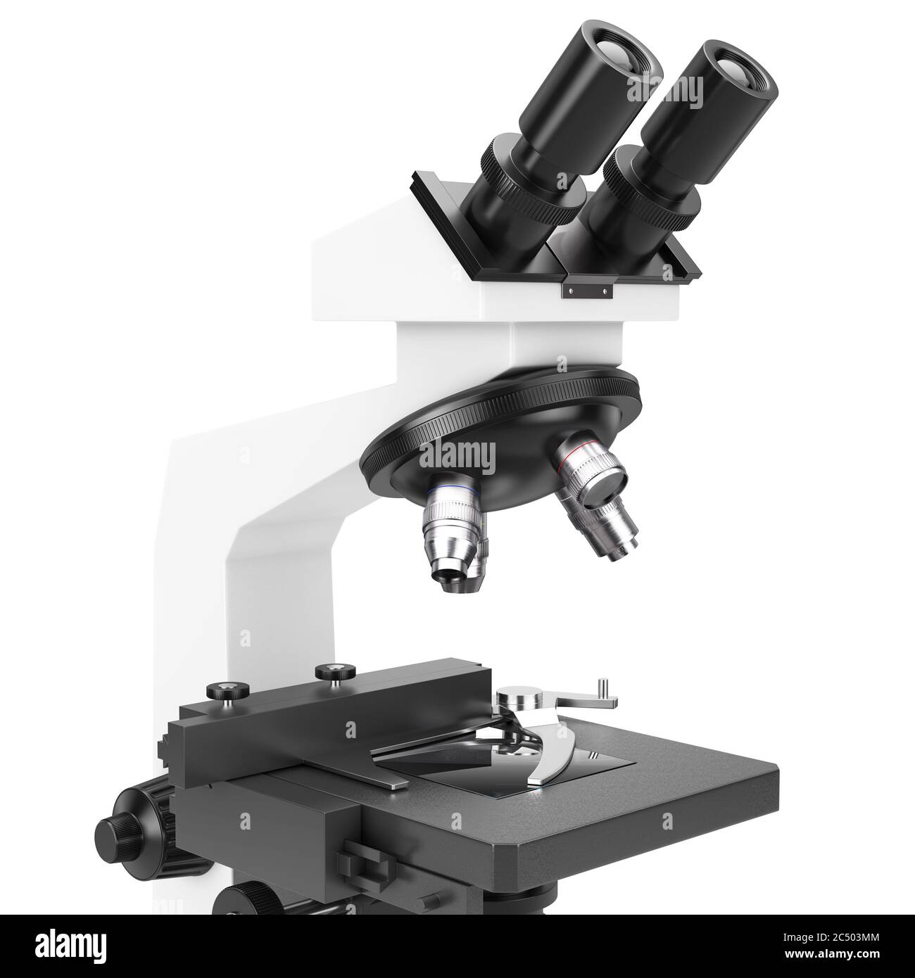 Modern Laboratory Microscope on a white background. 3d Rendering Stock Photo - Alamy