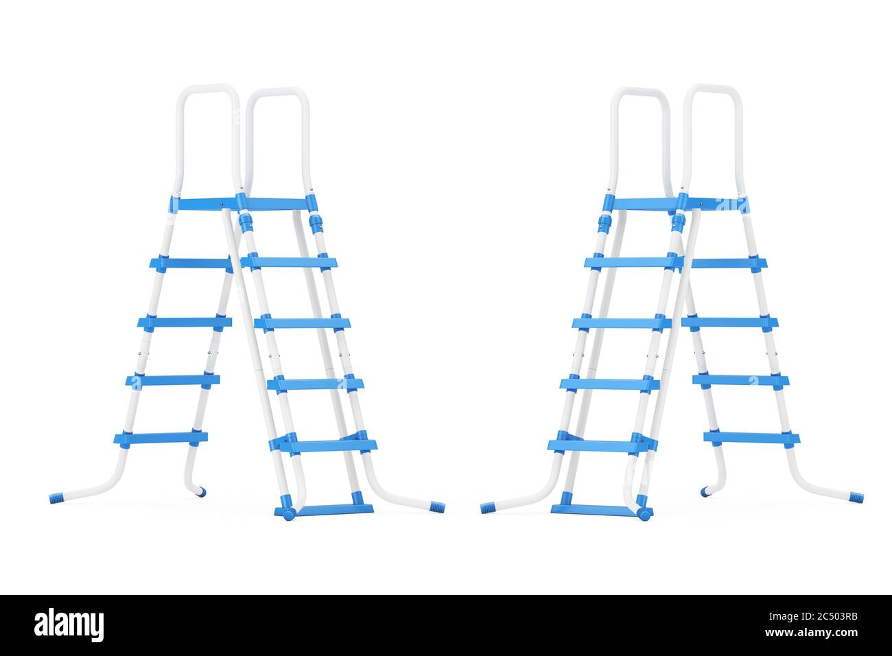 Plastic Outdoor Swimming Pool Ladders on a white background. 3d ...