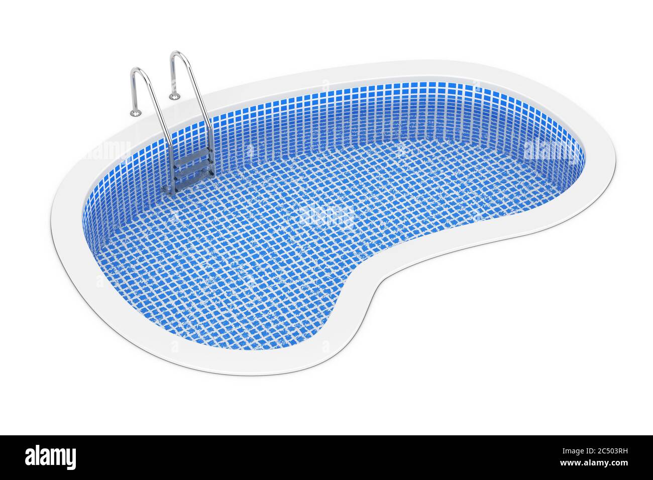 Blue Outdoor Swimming Water Pool with Ladder on a white background. 3d ...