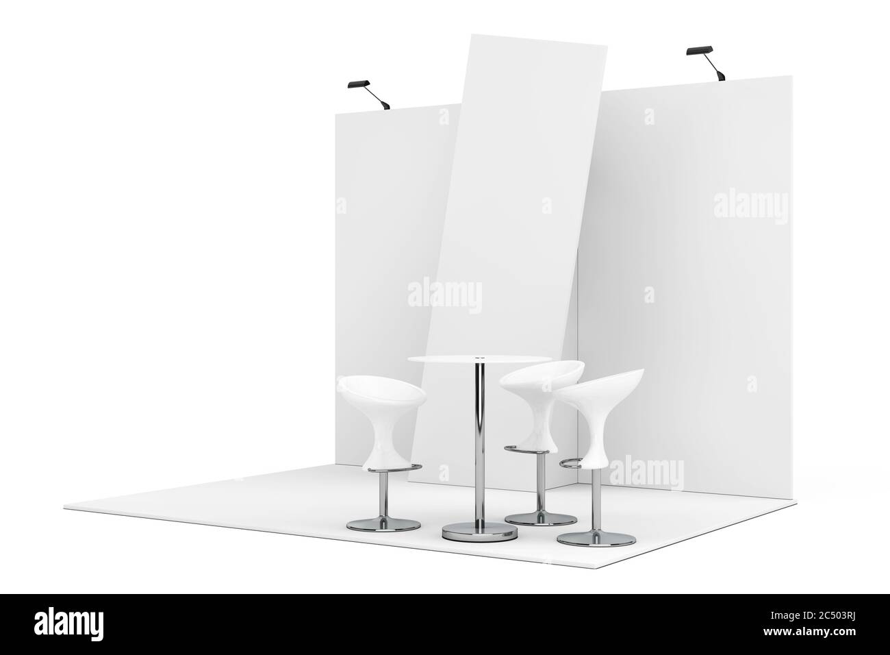 Trade Commercial Exhibition Stand on a white background. 3d Rendering ...