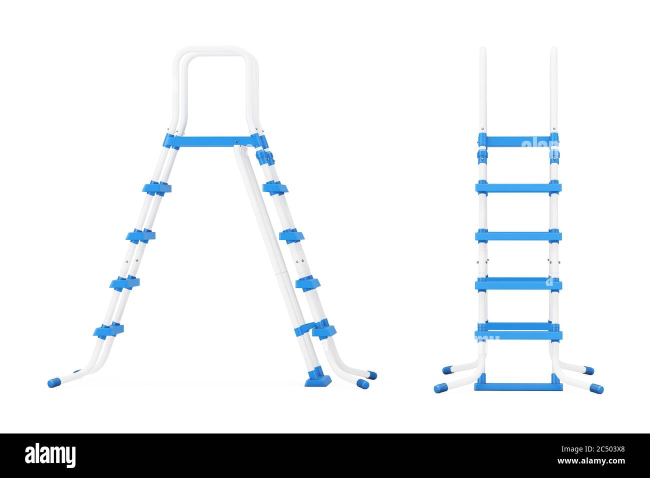 Plastic Outdoor Swimming Pool Ladders on a white background. 3d ...
