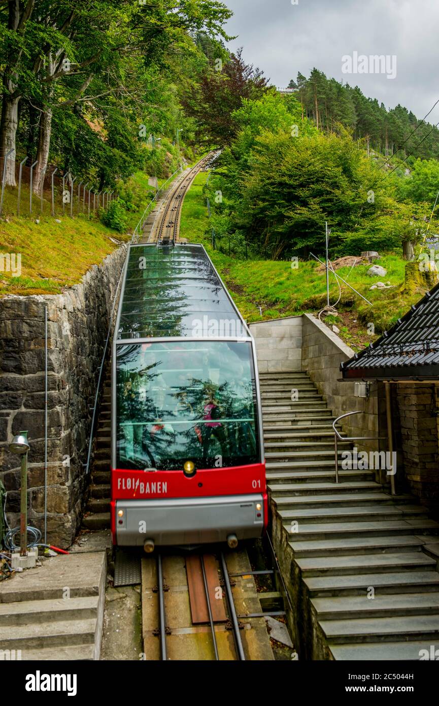 Funicular on Mount Floyen in Bergen, Norway Stock Photo - Alamy