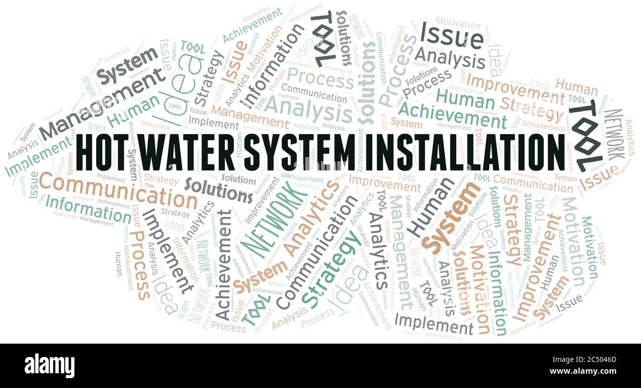 Hot Water System Installation typography vector word cloud. Wordcloud ...