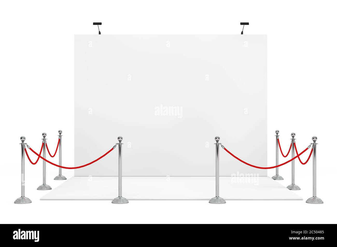 Barrier Rope Around Trade Show Booth on a white background. 3d ...