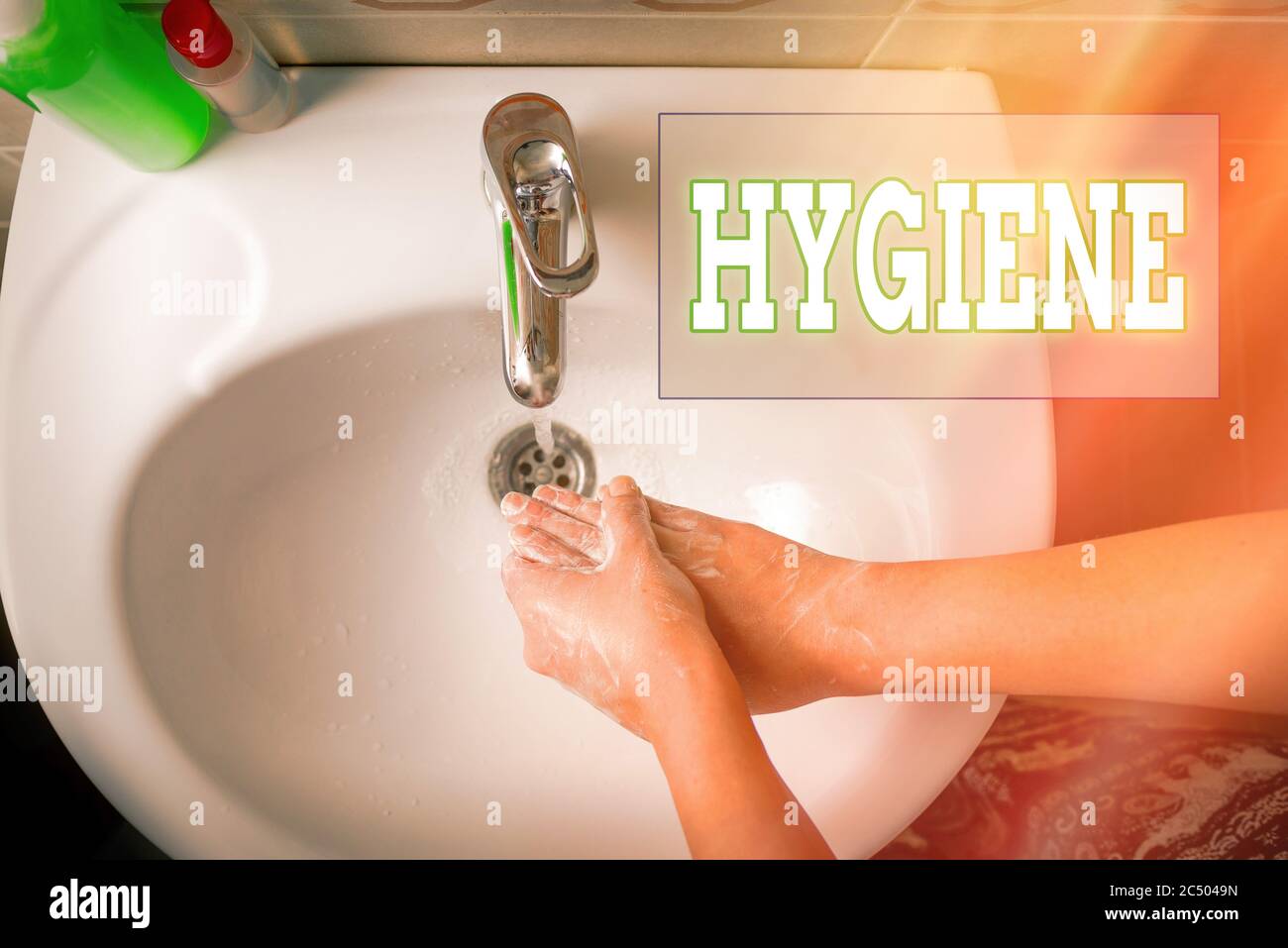 Writing note showing Hygiene. Business concept for study of science of ...