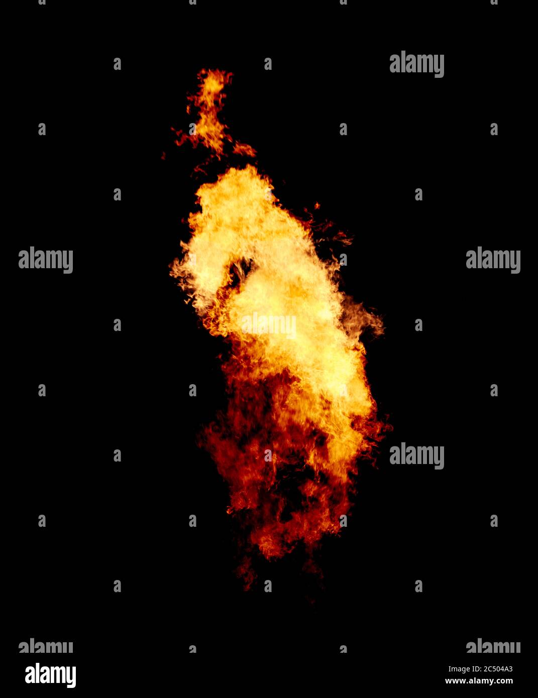 Fiery flash on a black background. Fire from a gas flash Stock Photo ...