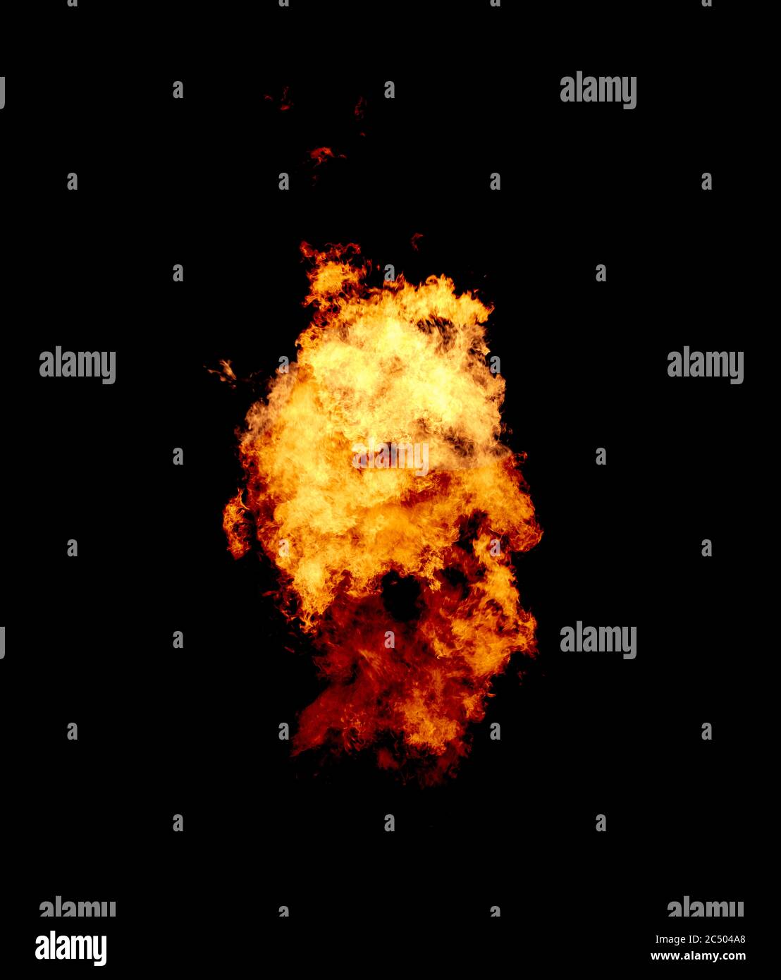 Fiery flash on a black background. Fire from a gas flash Stock Photo ...