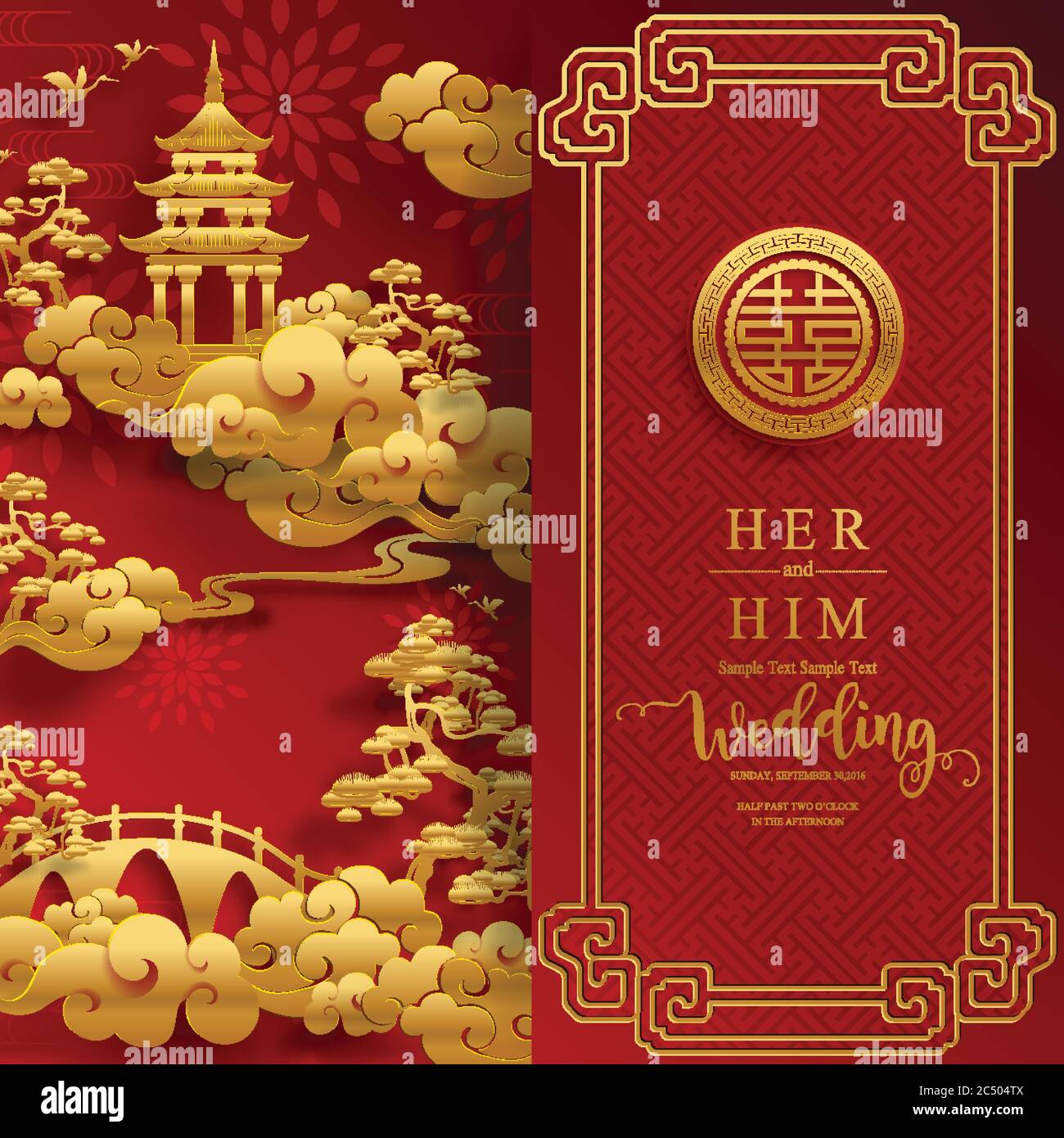 chinese oriental wedding Invitation card templates with beautiful ...