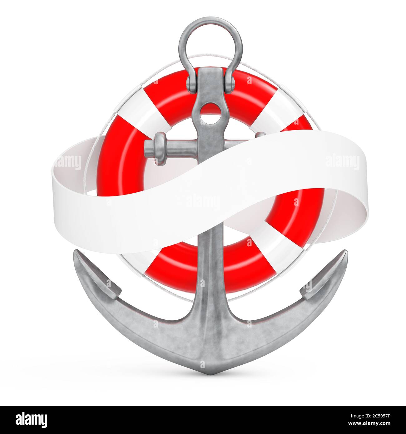 Nautical Anchor with Blank Ribbon for Your Sign on a white background ...