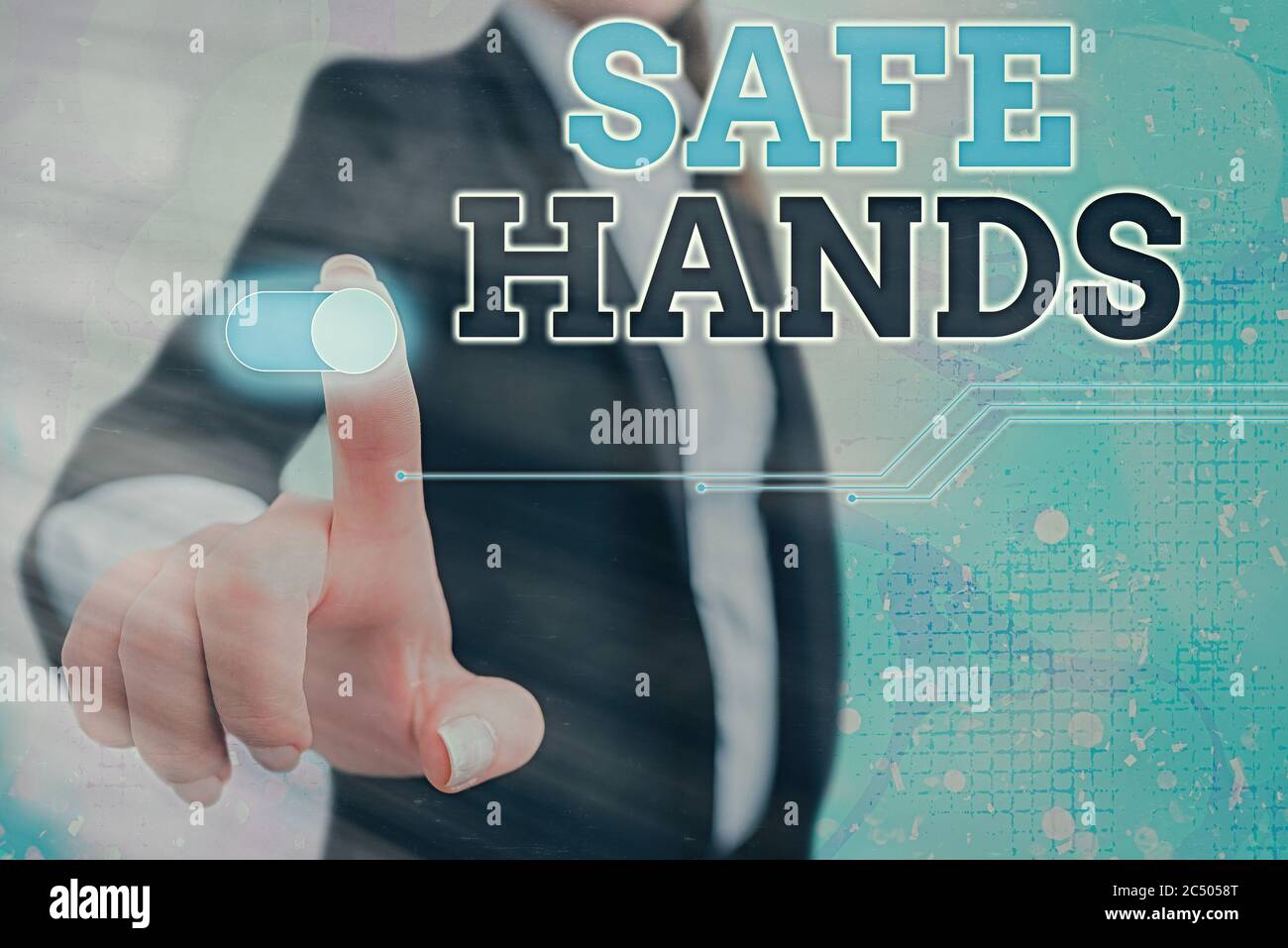 Conceptual hand writing showing Safe Hands. Concept meaning Ensuring ...
