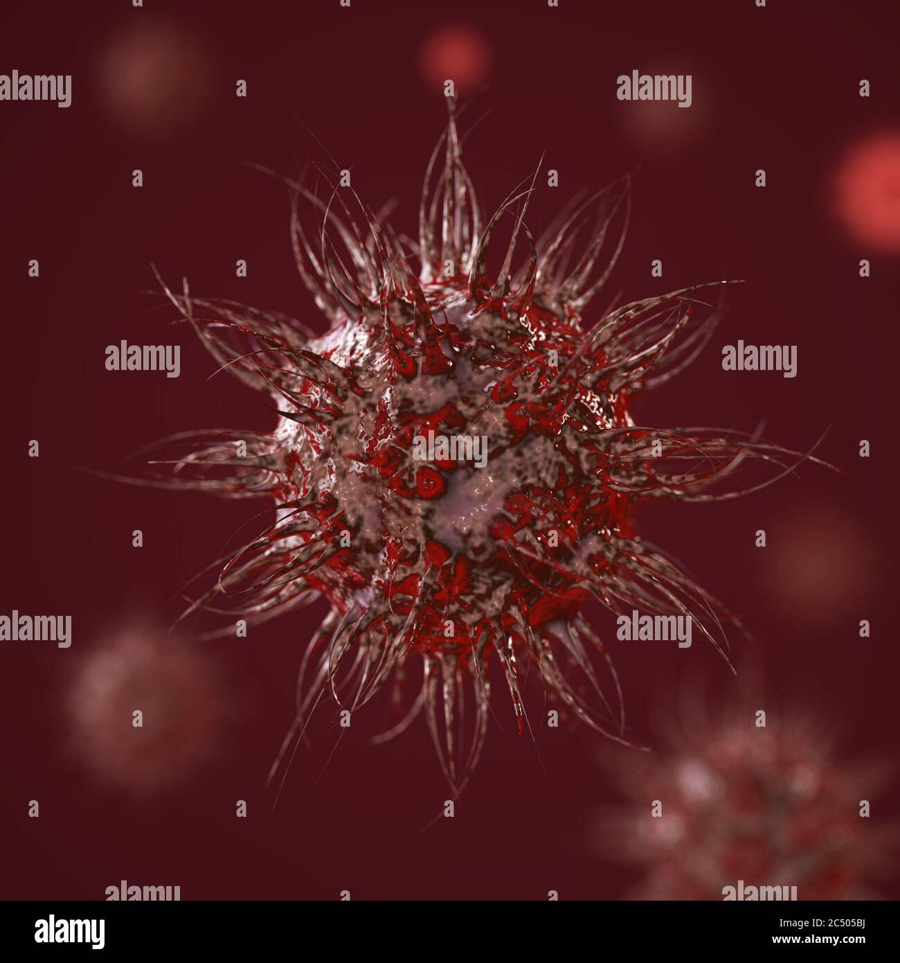 Abstract Virus, Bacteria or Microbe extreme closeup. 3d Rendering Stock ...