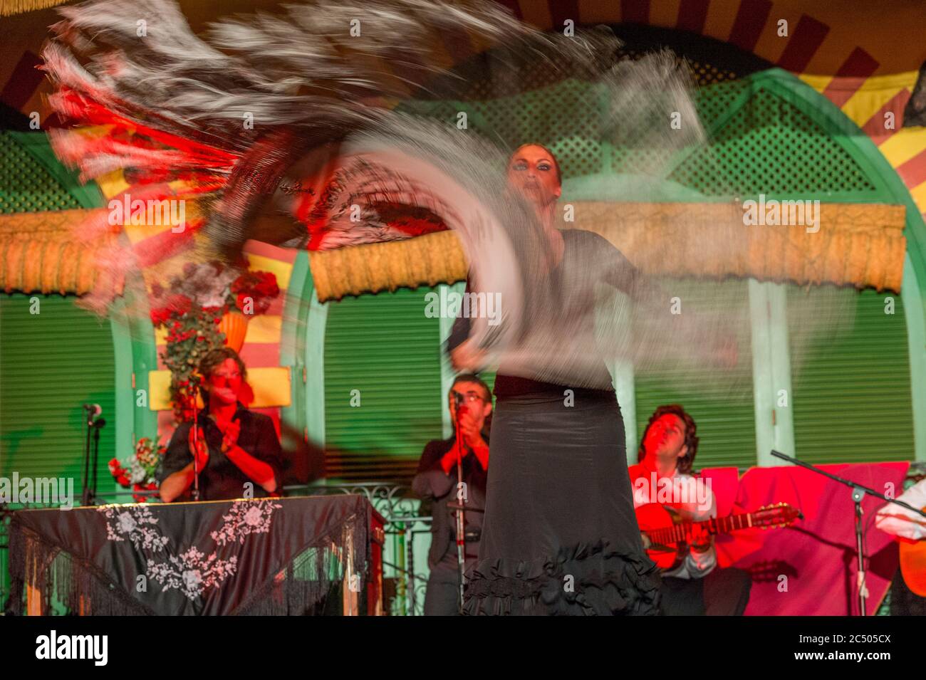 Dancers and musicians performing the Flamenco, a form of Spanish folk ...