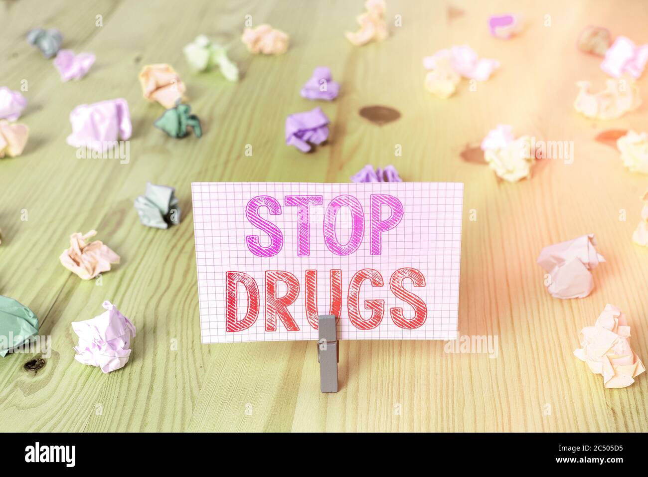 Writing note showing Stop Drugs. Business concept for put an end on the ...