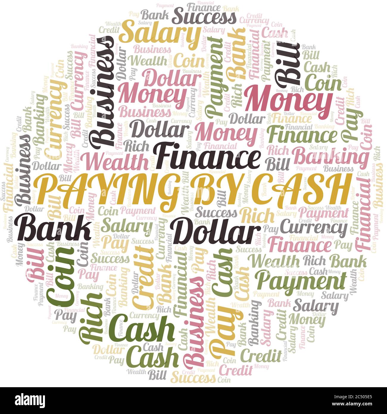 Paying By Cash typography vector word cloud. Wordcloud collage made ...
