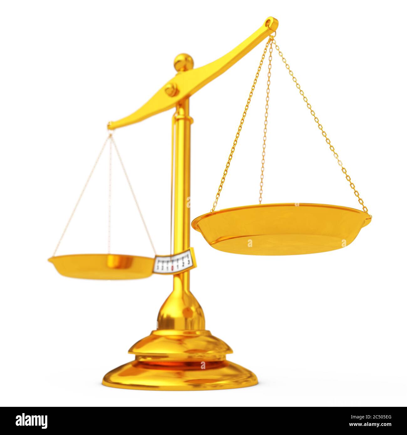 Classical Golden Scales on a white background. 3d Rendering Stock Photo ...