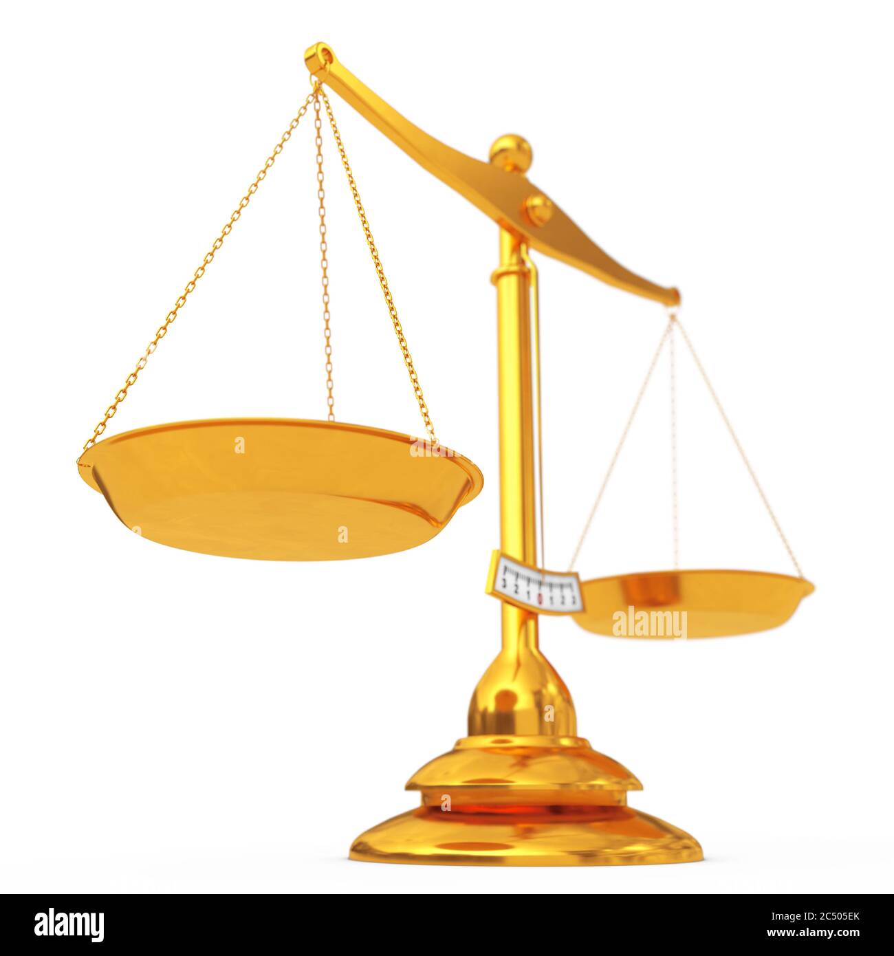 Classical Golden Scales on a white background. 3d Rendering Stock Photo ...