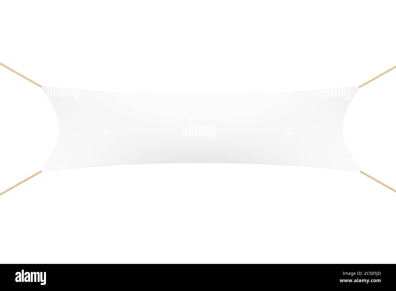 White Blank Banner with Ropes on a white background. 3d Rendering Stock ...
