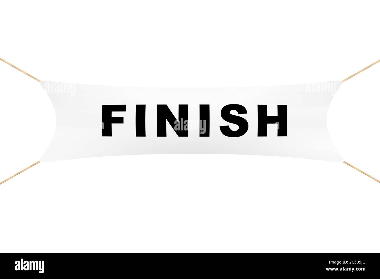 White Finish Banner with Ropes on a white background. 3d Rendering ...