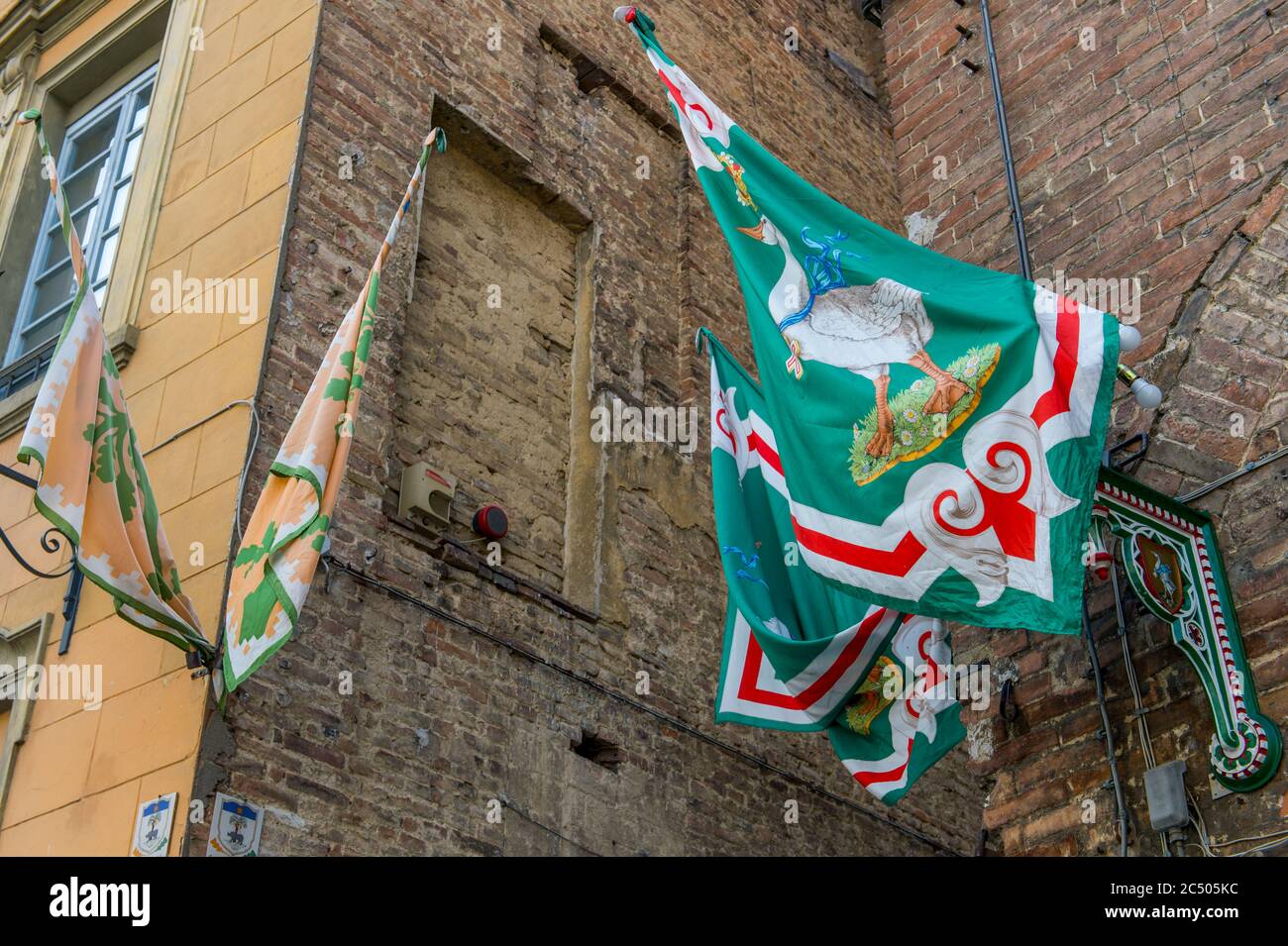 Flags at a district border of the Selva (Forest), left, and the Oca ...