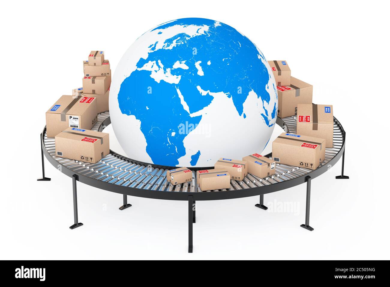 Global Shipping and Logistic Concept. Earth Globe Surrounded by ...
