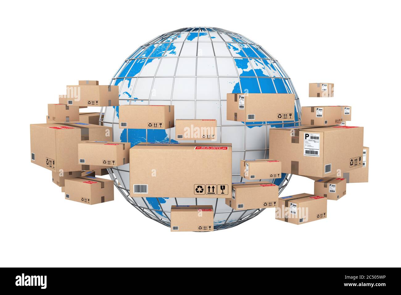 Global Shipping and Logistic Concept. Earth Globe Surrounded by ...