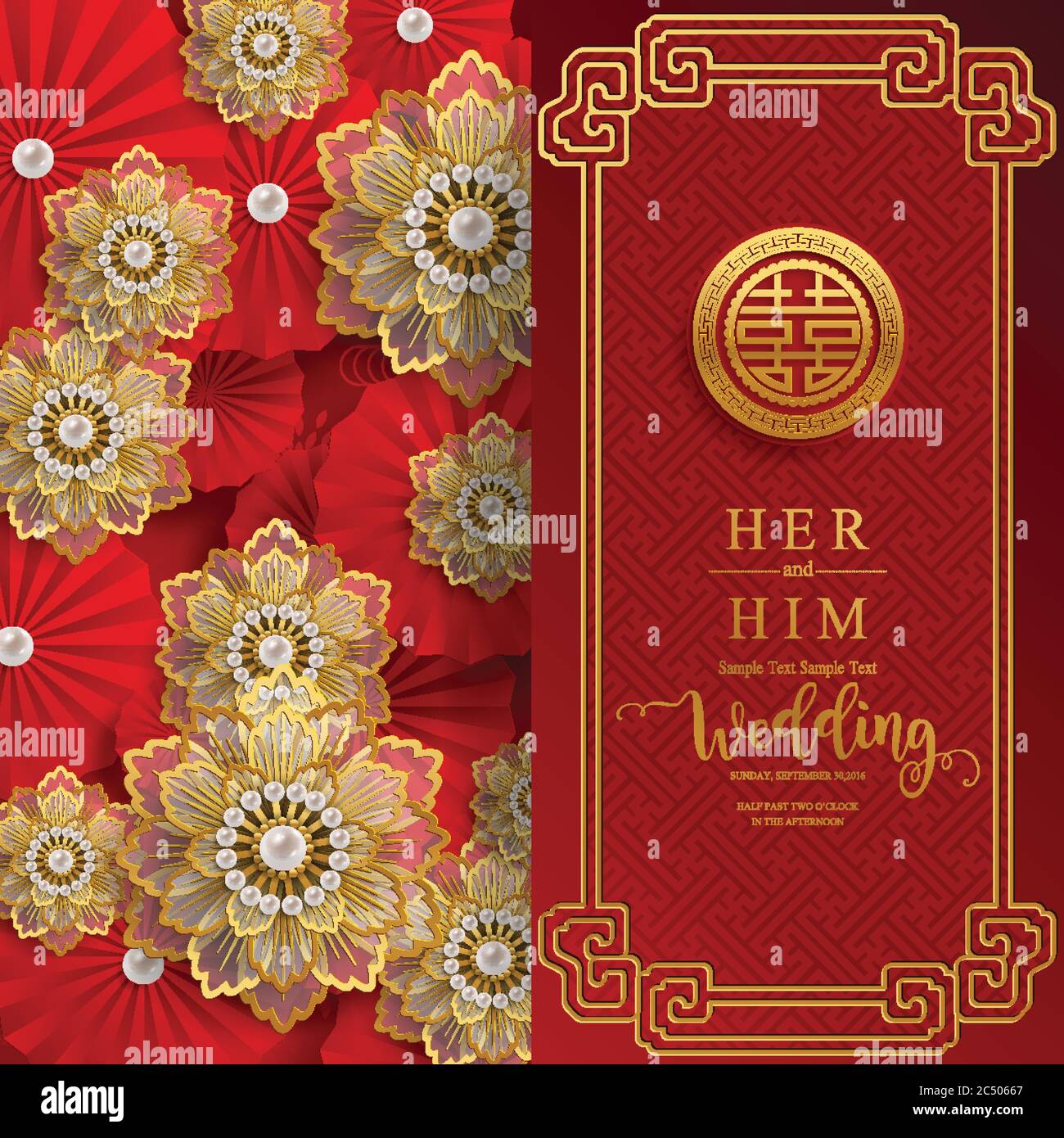 chinese oriental wedding Invitation card templates with beautiful ...