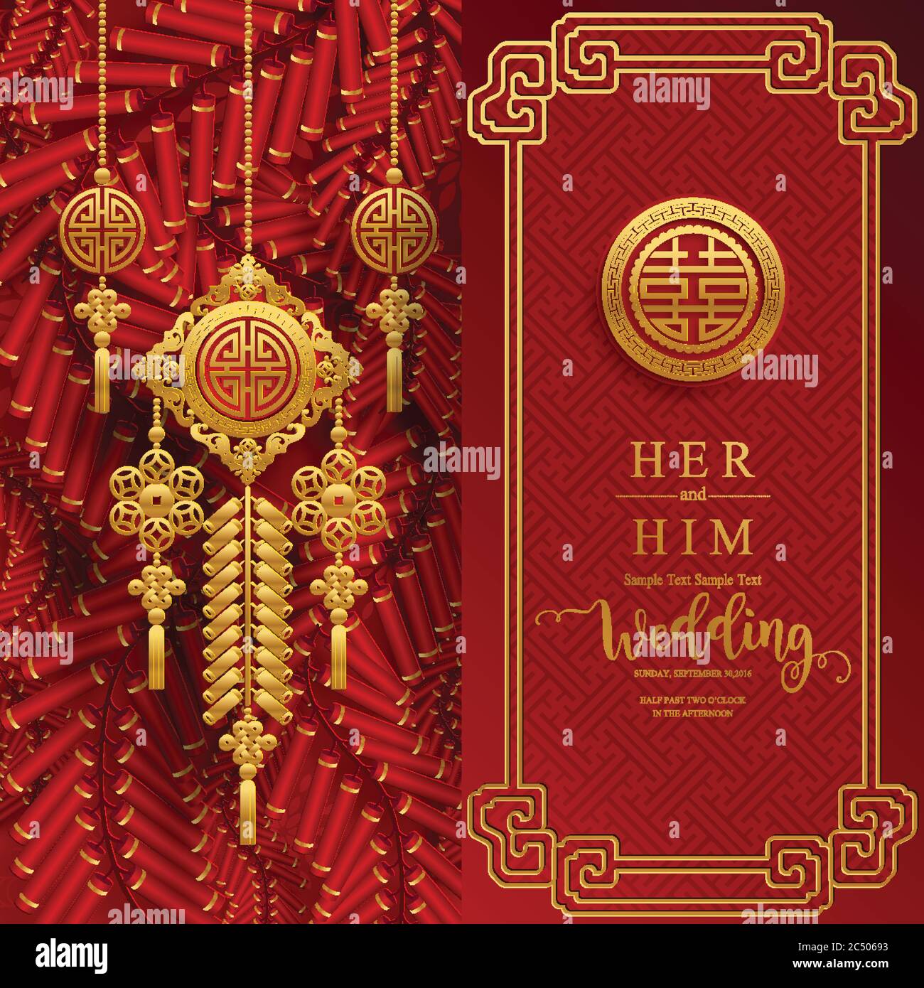 chinese oriental wedding Invitation card templates with beautiful ...