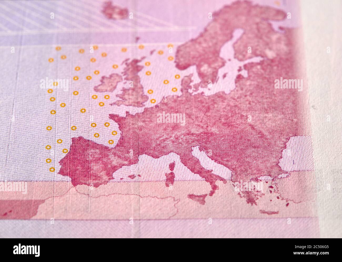 Five houndreds euro banknotes. 500 Euro paper cash. European Union ...