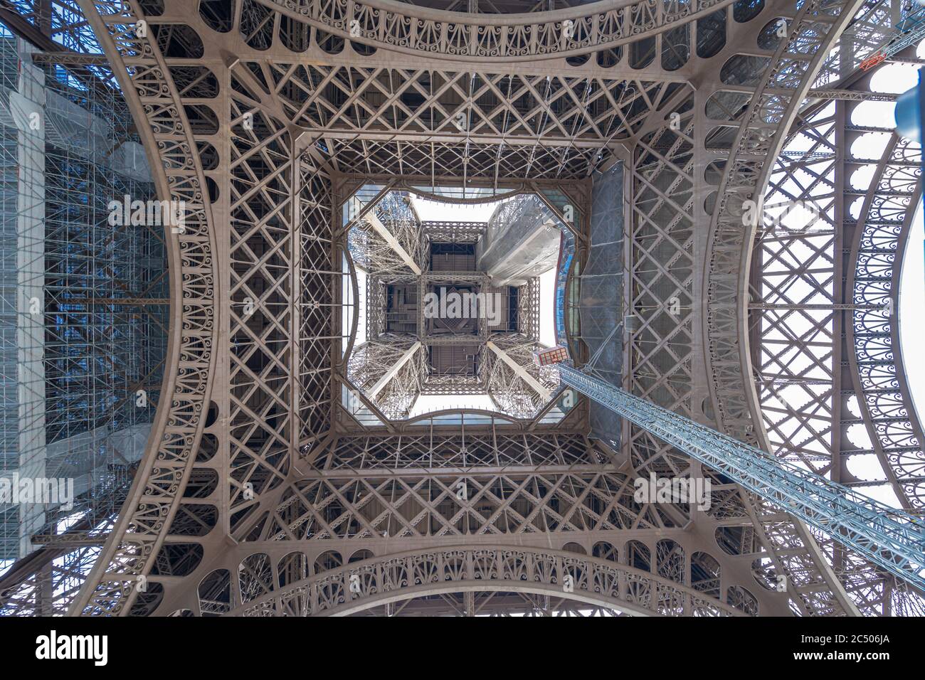 Paris, France - 25 06 2020: View of Eiffel Tower from the inside Stock ...