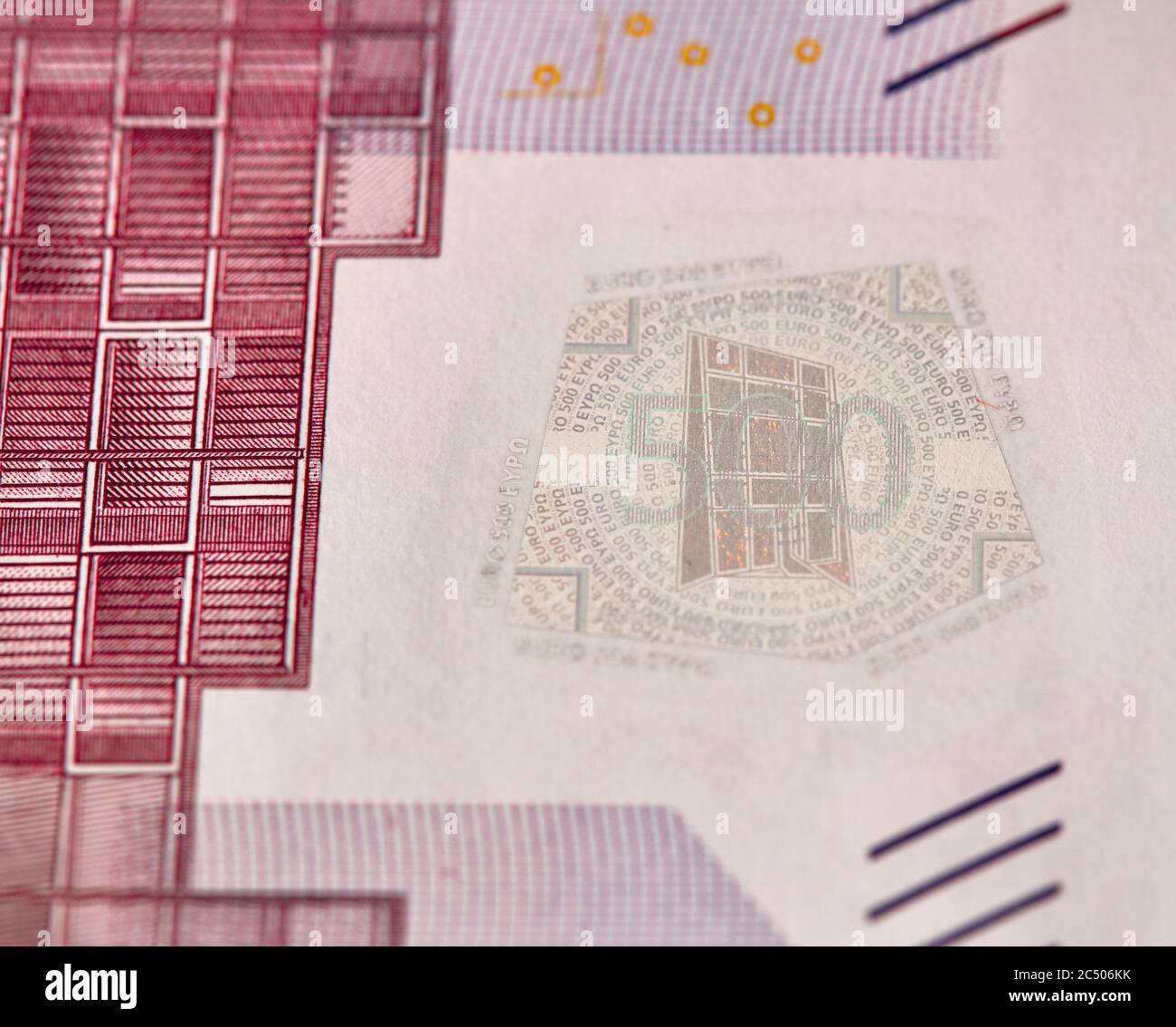 Five houndreds euro banknotes. 500 Euro paper cash. European Union ...