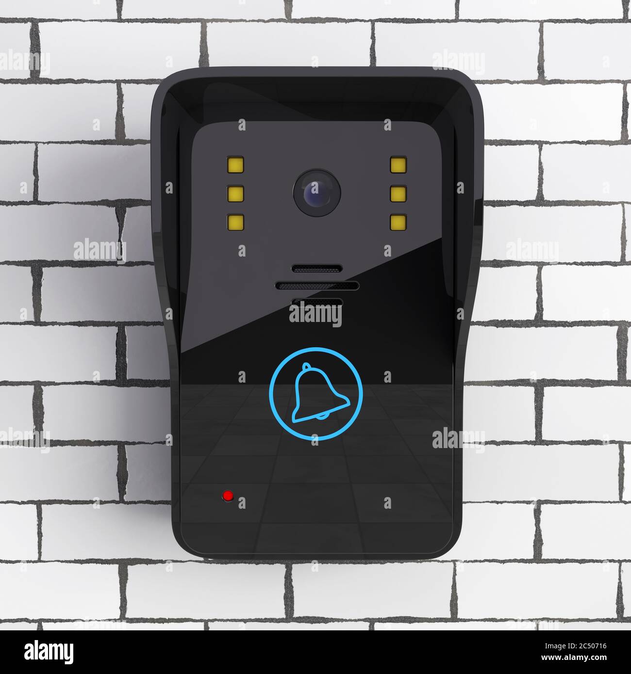 Modern Video Intercom in front of Brick Wall. 3d Rendering Stock Photo ...