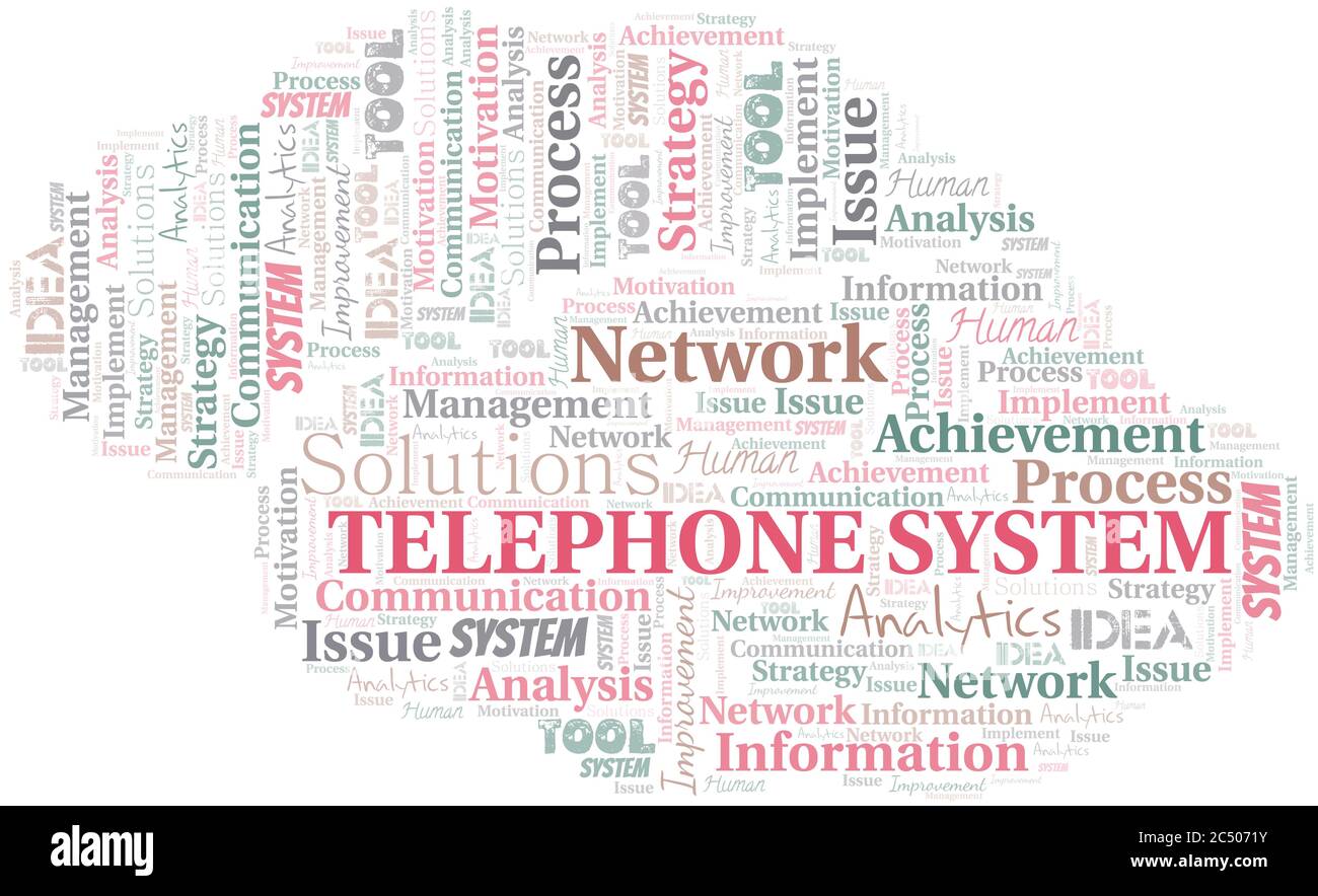 Telephone System typography vector word cloud. Wordcloud collage made ...