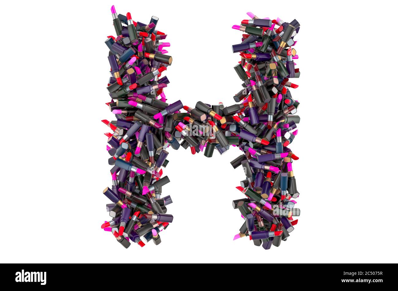Letter H from colored lipsticks, 3D rendering isolated on white ...