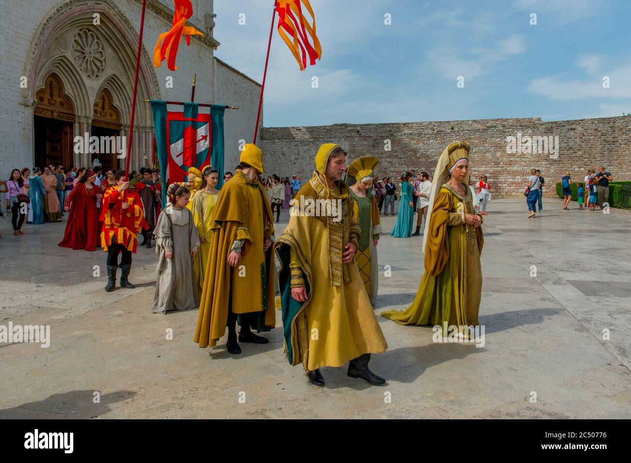 People in medieval costumes in a procession for the Festa di ...