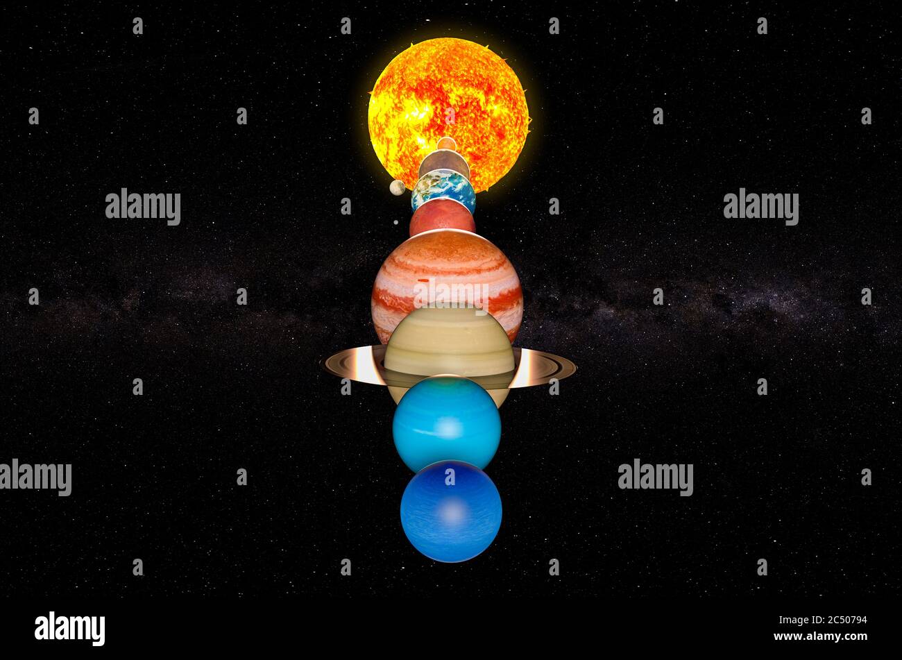 Parade of planets, appulse. 3D rendering Stock Photo - Alamy