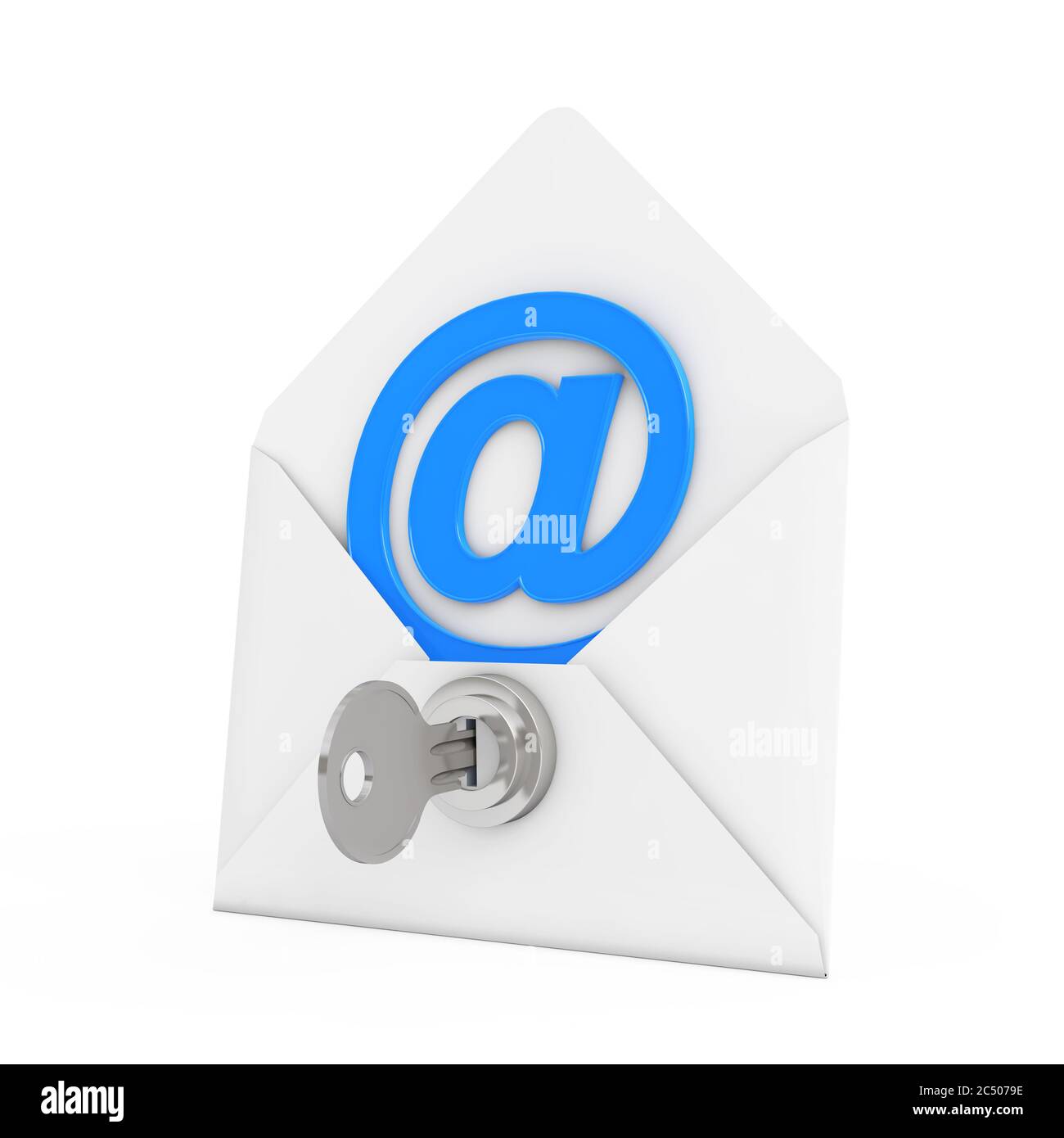 Security Concept. E-mail Sign in Envelope with Key and Keylock on a ...